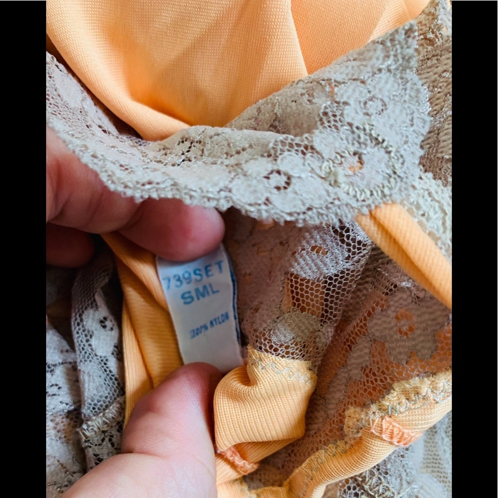 Vintage Glydon’s Of Hollywood Coral Tan Teddy Set - Gem